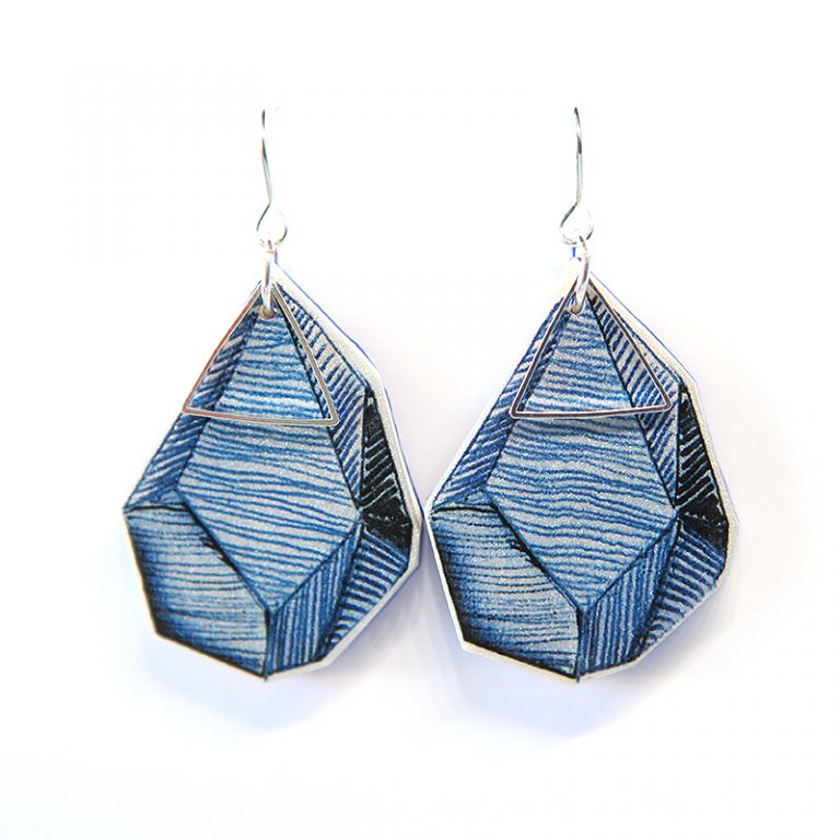ROCK ART lines triangle earrings – blue lines – Colourful and unique ...