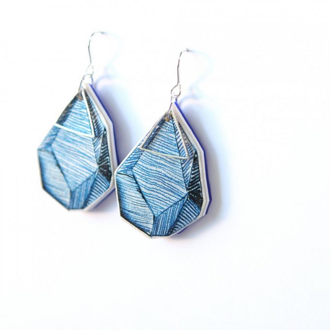 ROCK ART lines triangle earrings – blue lines – Colourful and unique ...