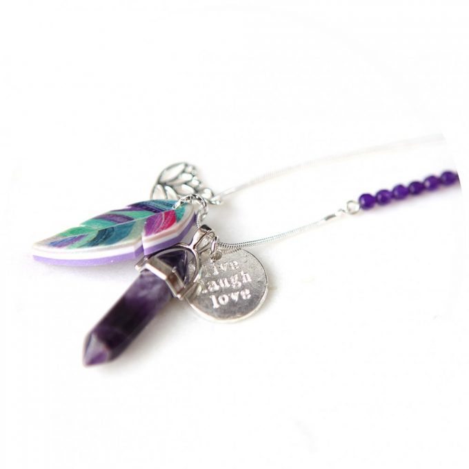 FEATHER CLUSTER gemstone necklace - PURPLE amethyst - back in stock ...