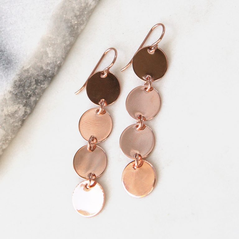 COIN stack geometric earrings - silver, gold, rose gold - Colourful and ...